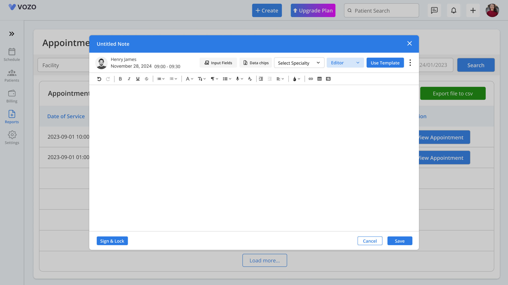 Appointment Report – help.vozohealth.com