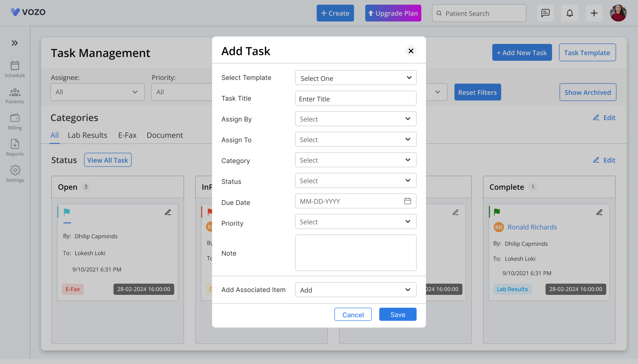 Add & Assign Task – help.vozohealth.com