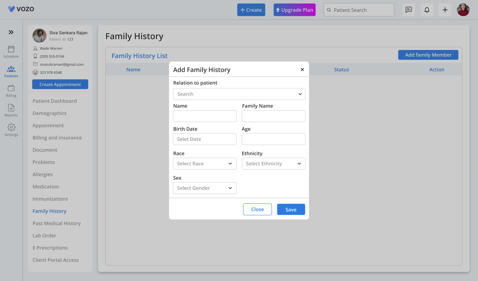 Family History – help.vozohealth.com